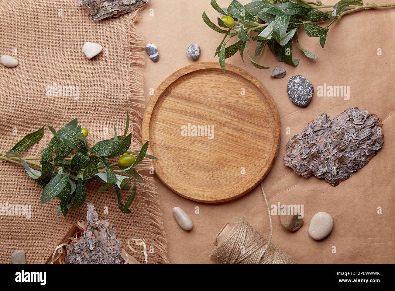 Wooden mock up - template tray. Sustainable, eco-friendly lifestyle ...