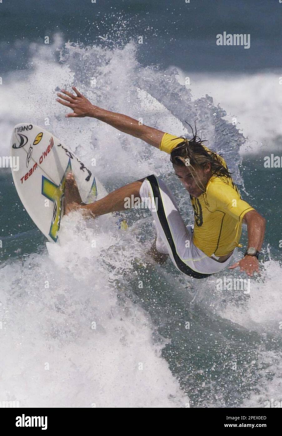 An Israeli surfer competes in Israel's surfing championship in the ...