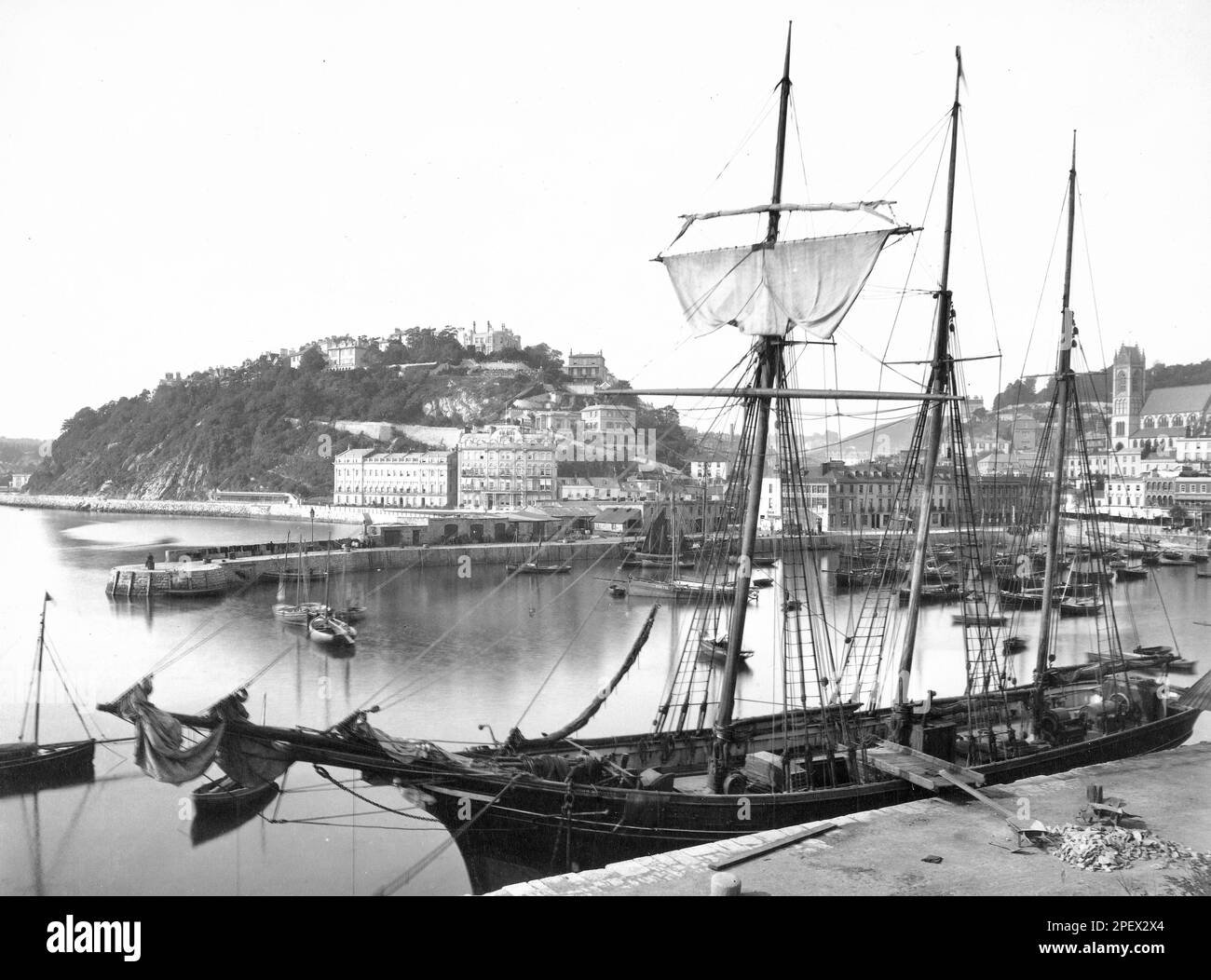 Ship in Torquay Harbour - 1880-1900 Stock Photo - Alamy