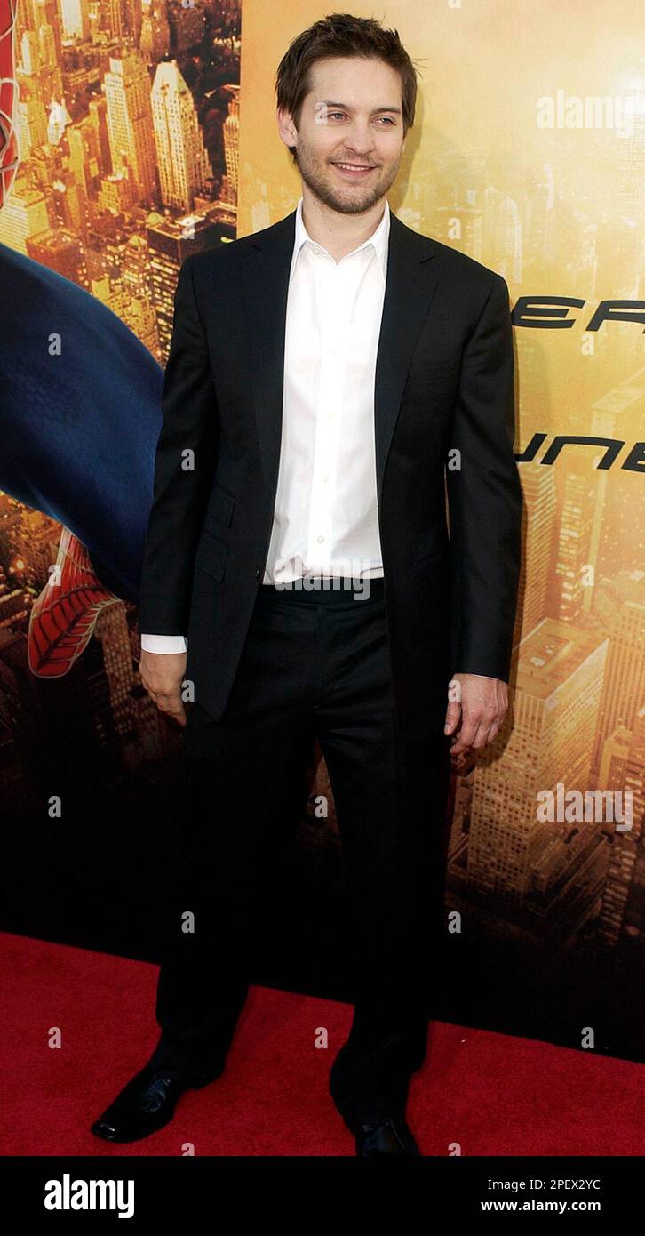 Actor Tobey Maguire poses for photographers at the premiere of "Spider ...