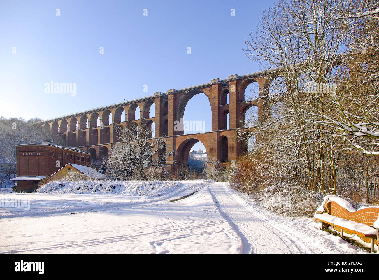 The Göltzsch Viaduct, the largest brick bridge in the world, in the ...