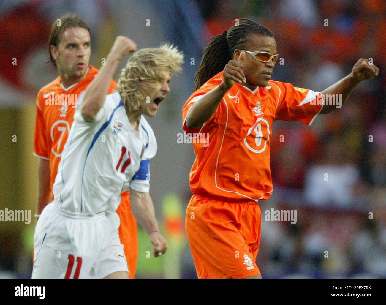 The Czech Republic's Pavel Nedved (11) reacts as the Netherland's Edgar ...