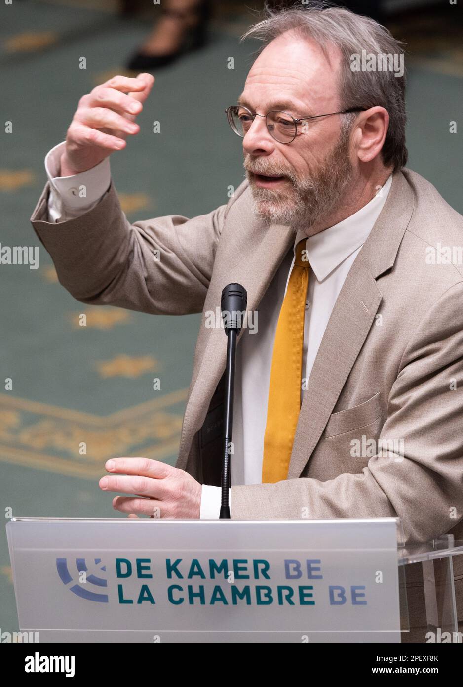 N-VA's Peter De Roover pictured during a plenary session of the Chamber ...