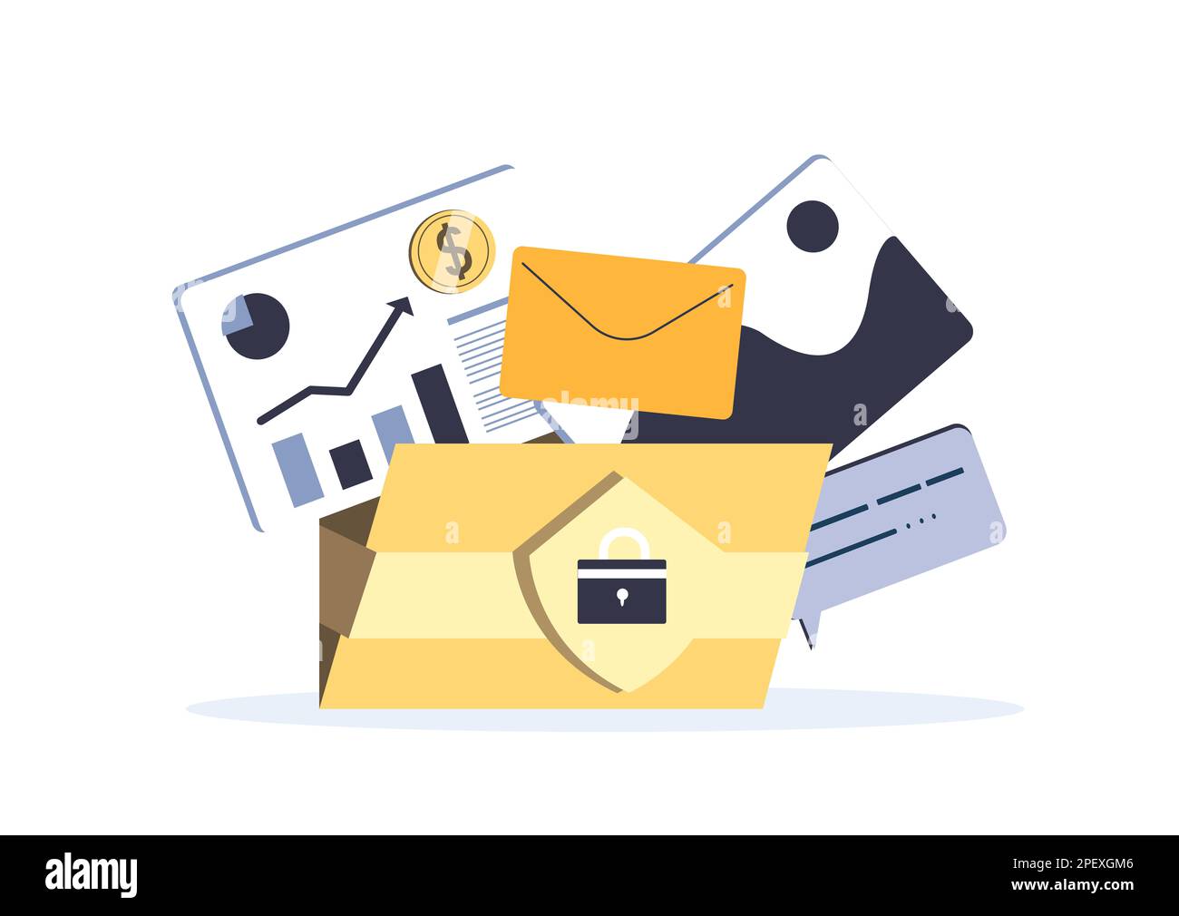 Documents From Computer Protected Folder Data Security Protection Concept Business Archive Files