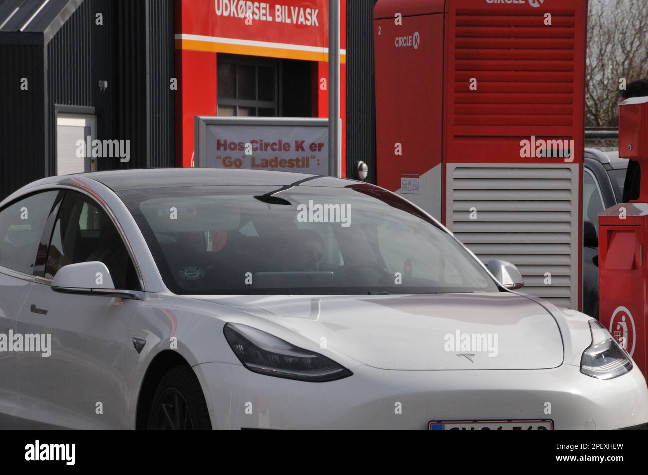 Copenhagen /Denmark/16 March 2023/Tesla electric auto in danish capital ...
