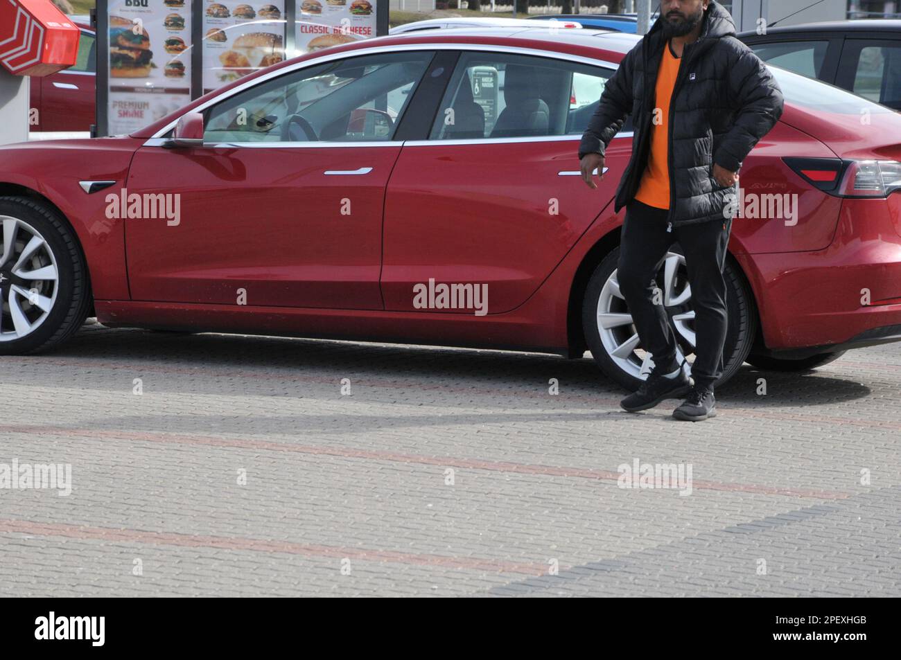 Copenhagen /Denmark/16 March 2023/Tesla electric auto in danish capital ...