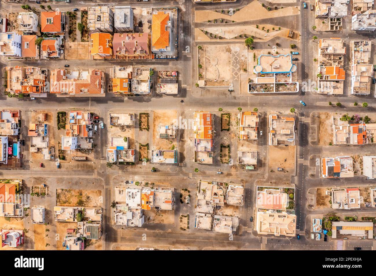 Aerial view of Santa Maria, the main touristic resorts town on Sal ...