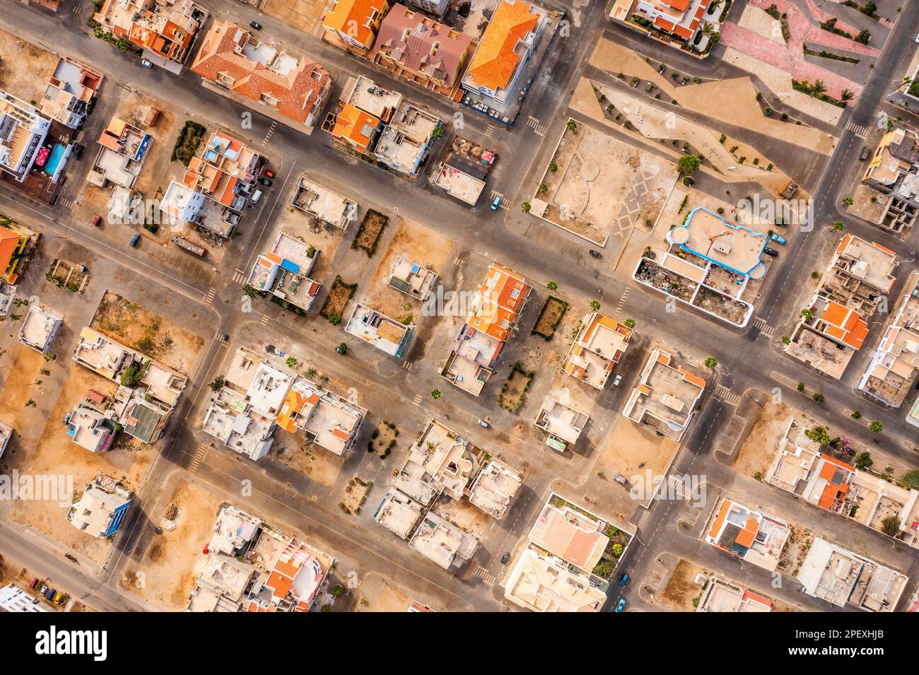 Aerial view of Santa Maria, the main touristic resorts town on Sal ...