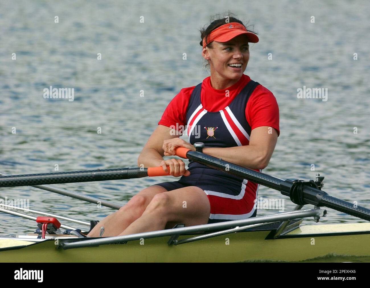 US Skiff Jennifer Devine wins the heat for the Olympic qualifications ...