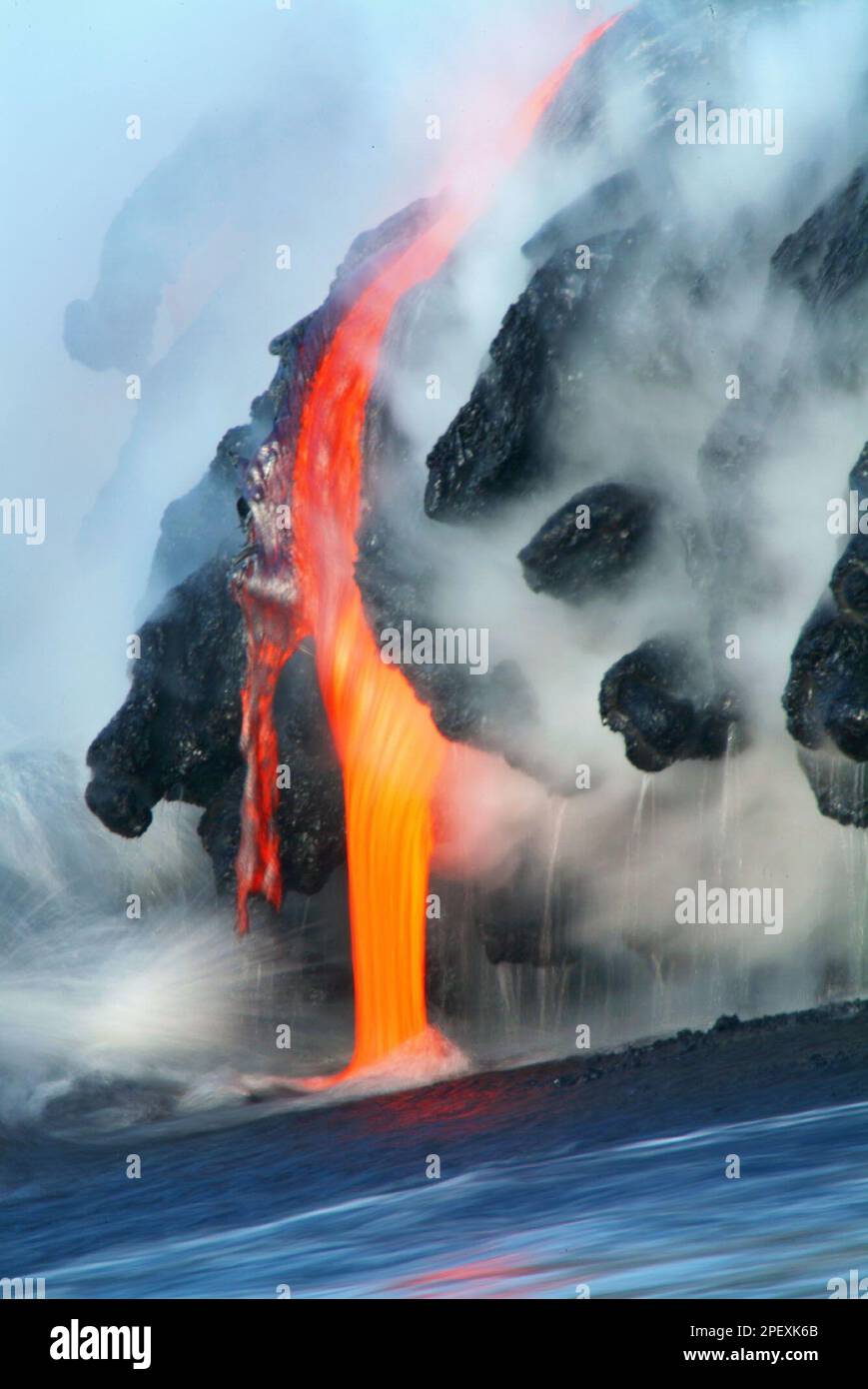 Lava from the banana flow of the Kilauea volcano in Hawaii Volcanoes National Park pours into ...