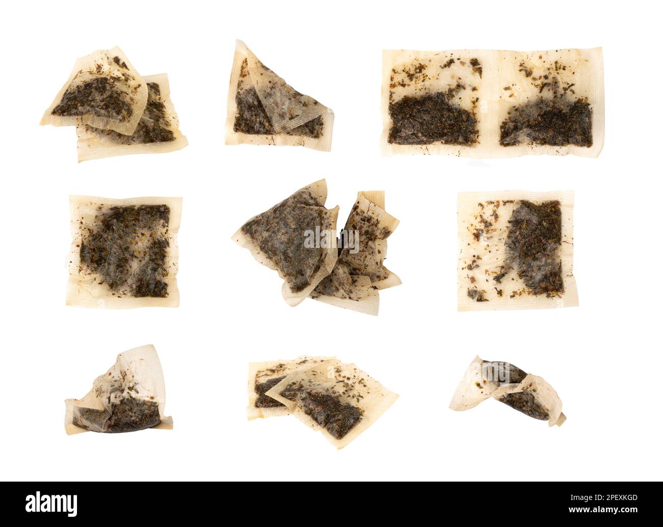 Used Teabag Set Isolated, Old Wet Herbal Tea Bag, Biodegradable Garbage ...