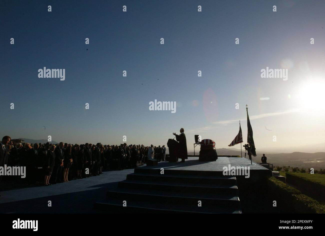 Rev. Michael Wenning leads the interment ceremony for President Ronald ...