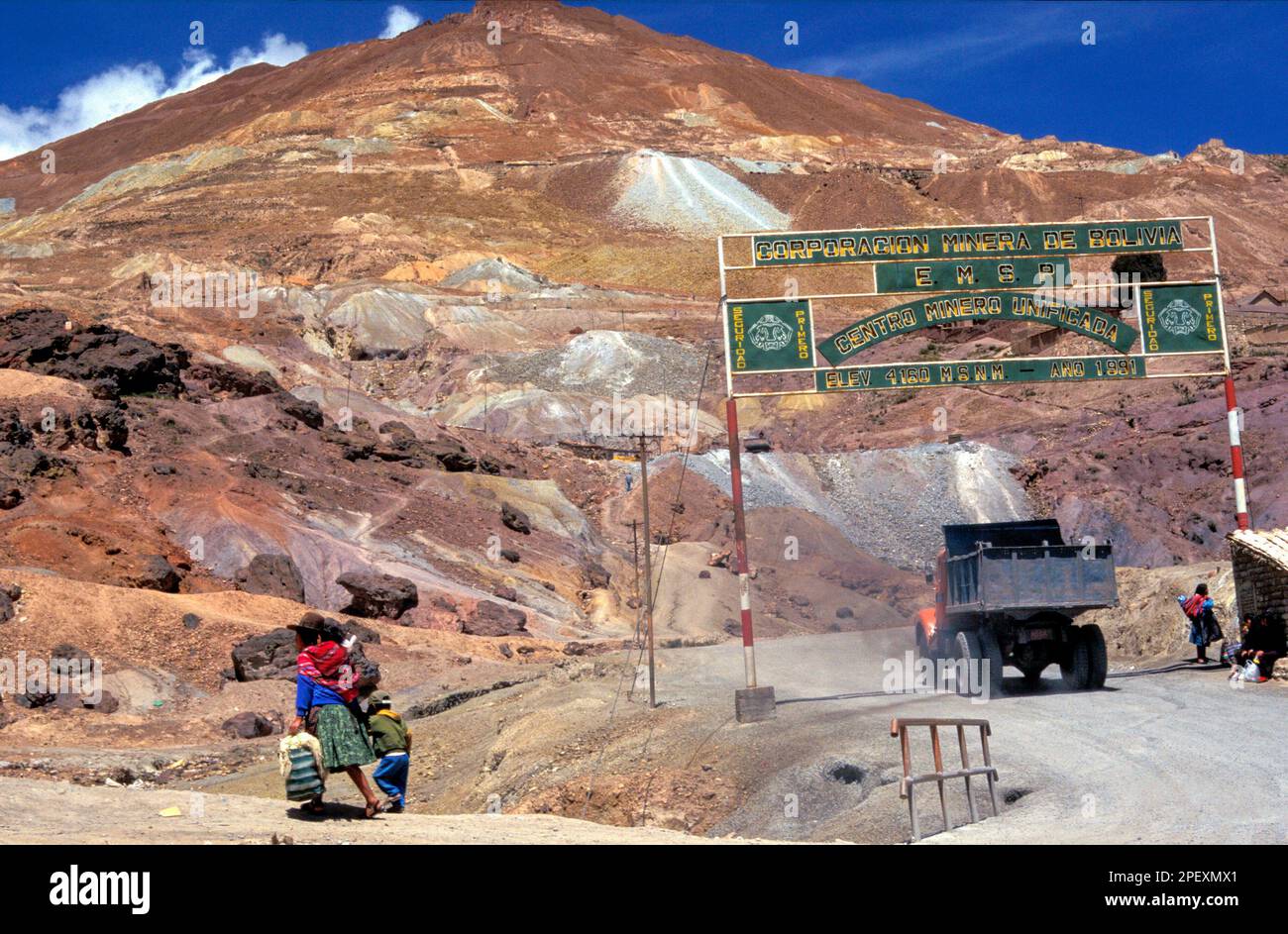 Bolivia, Potosi. Cerro Rico (Rich mountain) with entrance of Mining ...