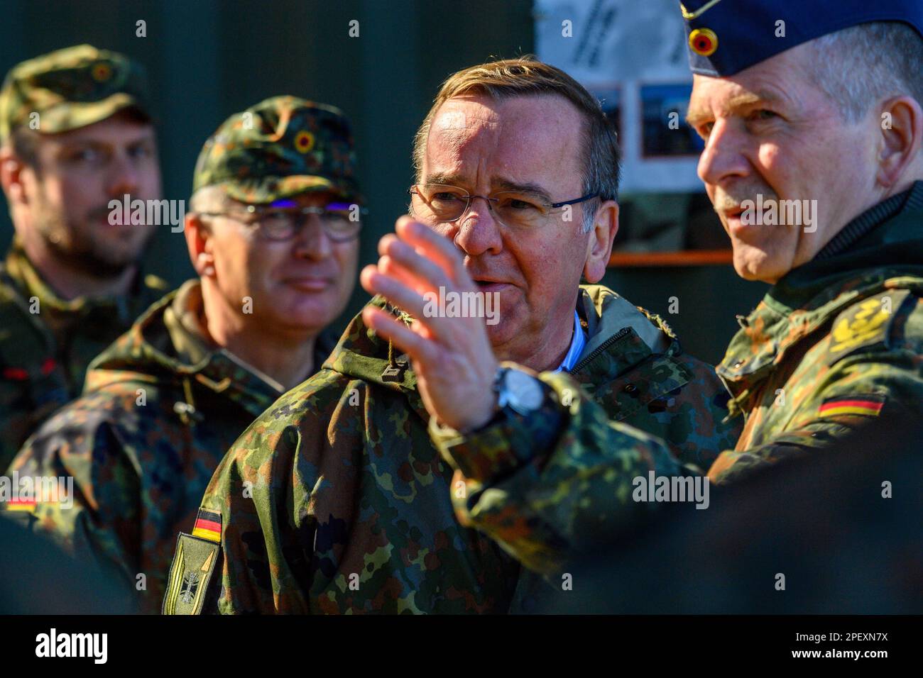 16 March 2023, Saxony-Anhalt, Mahlwinkel: Boris Pistorius (SPD, 2nd ...