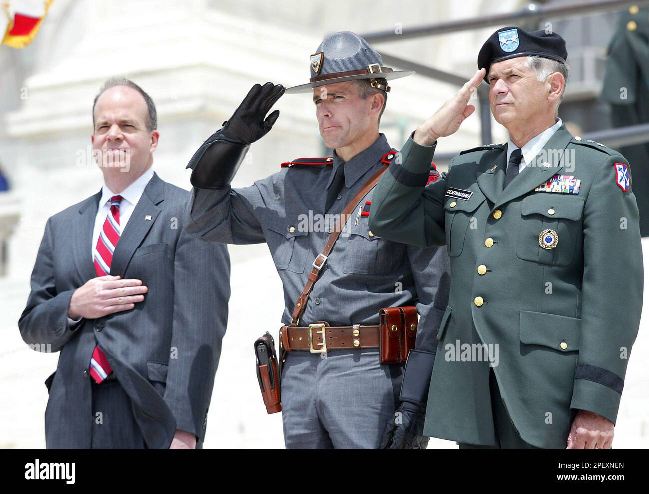 From left, Lt. Gov. Charles Fogarty, State Police Chief Steven Pare and ...
