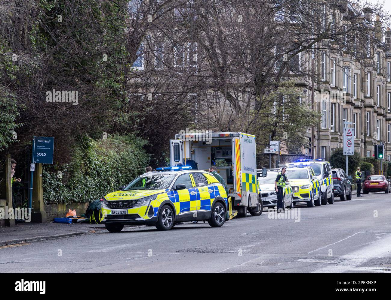 Edinburgh, United Kingdom. 16 March, 2023 Pictured: Multiple police ...