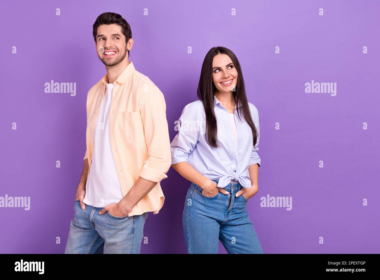 Photo of smiling positive couple wife with husband office workers like ...