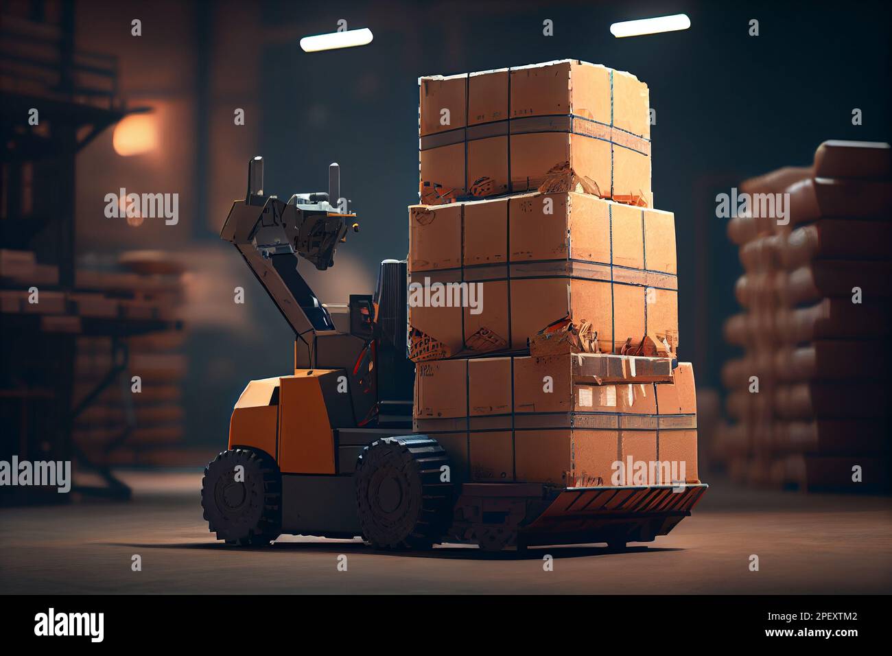 Forklift unloading boxes pallet hi-res stock photography and images - Alamy