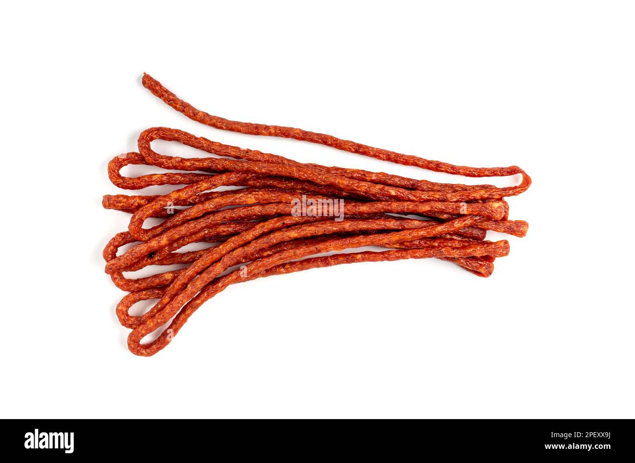 Dried Smoked Sausage Isolated, Thin Salami Sticks, Cabanossi, Kabanos ...