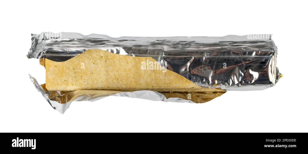Long Potato Chips in Foil Packaging Isolated. Crispy Thin Potato Snack ...