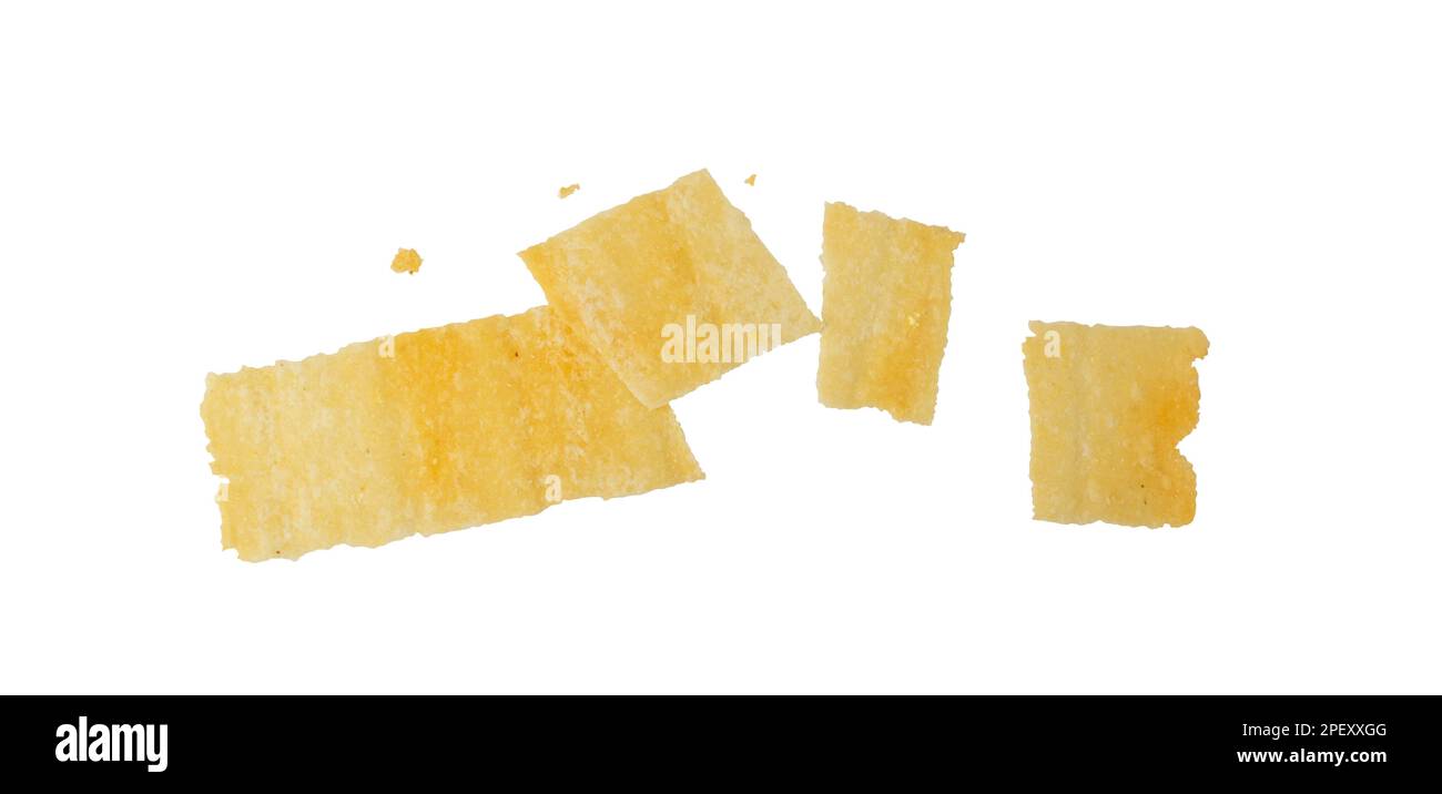 Long Potato Chips Isolated. Broken Crispy Thin Potato Snack Pile ...
