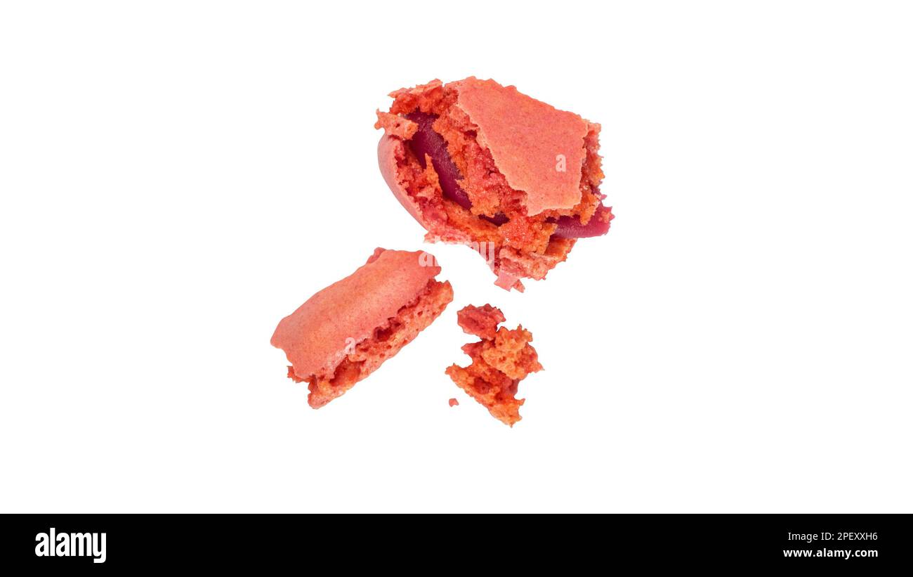 Broken Macaron Cake Isolated, Bitten off Macaroon Cookie, Almond ...