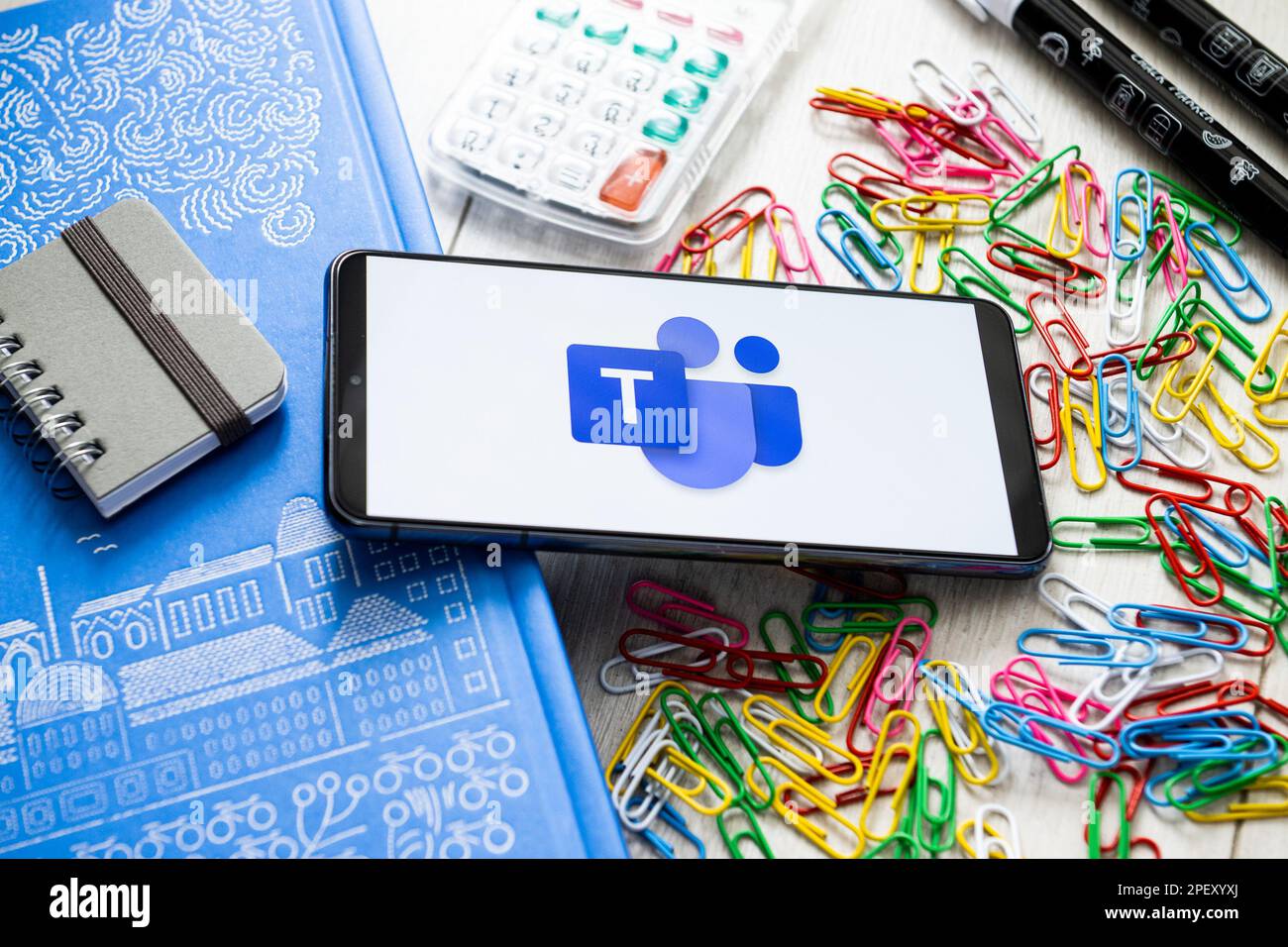 In this photo illustration a Microsoft Teams logo seen displayed on a ...