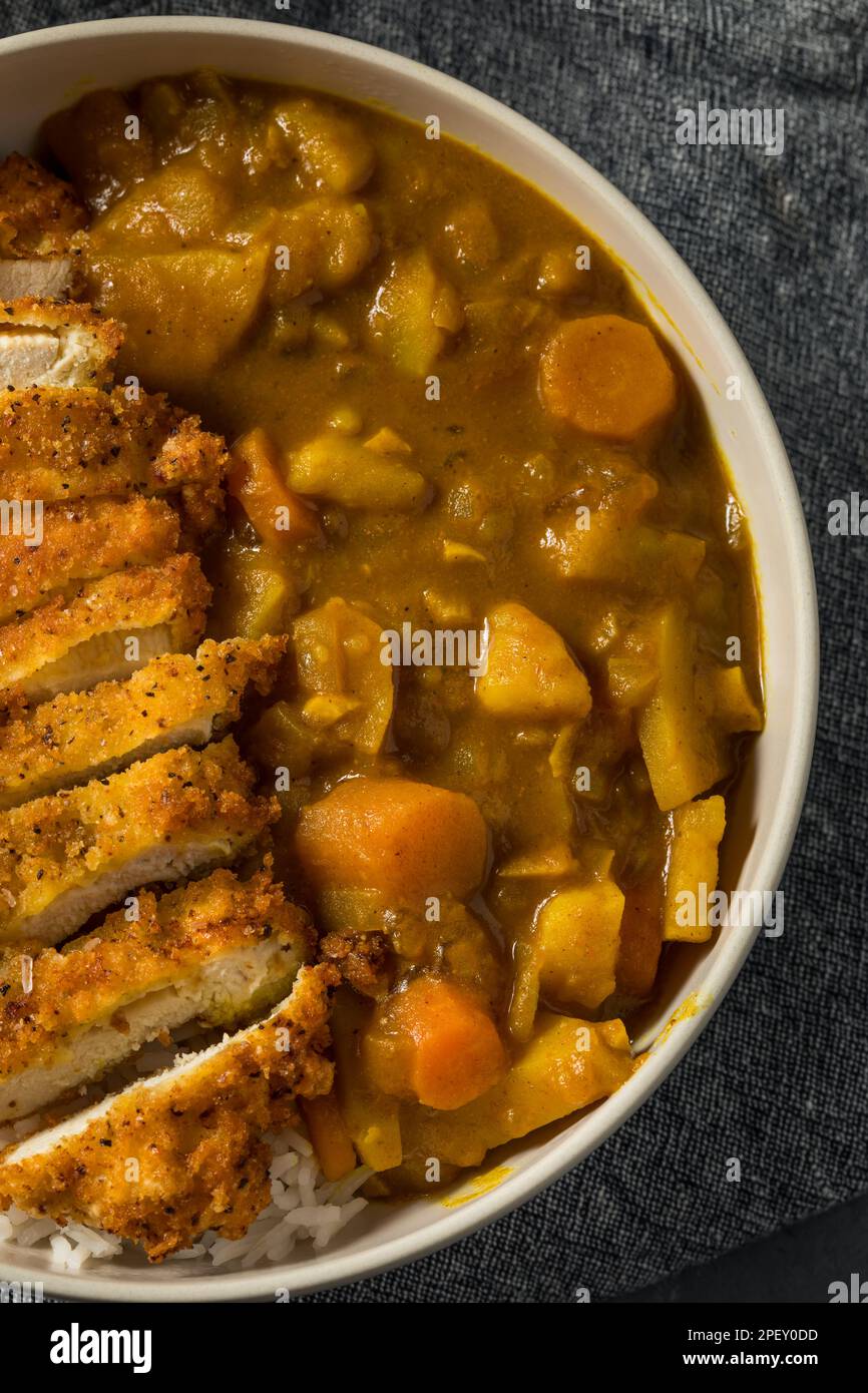 Japanese Chicken Katsu Curry Stew with Rice Stock Photo - Alamy