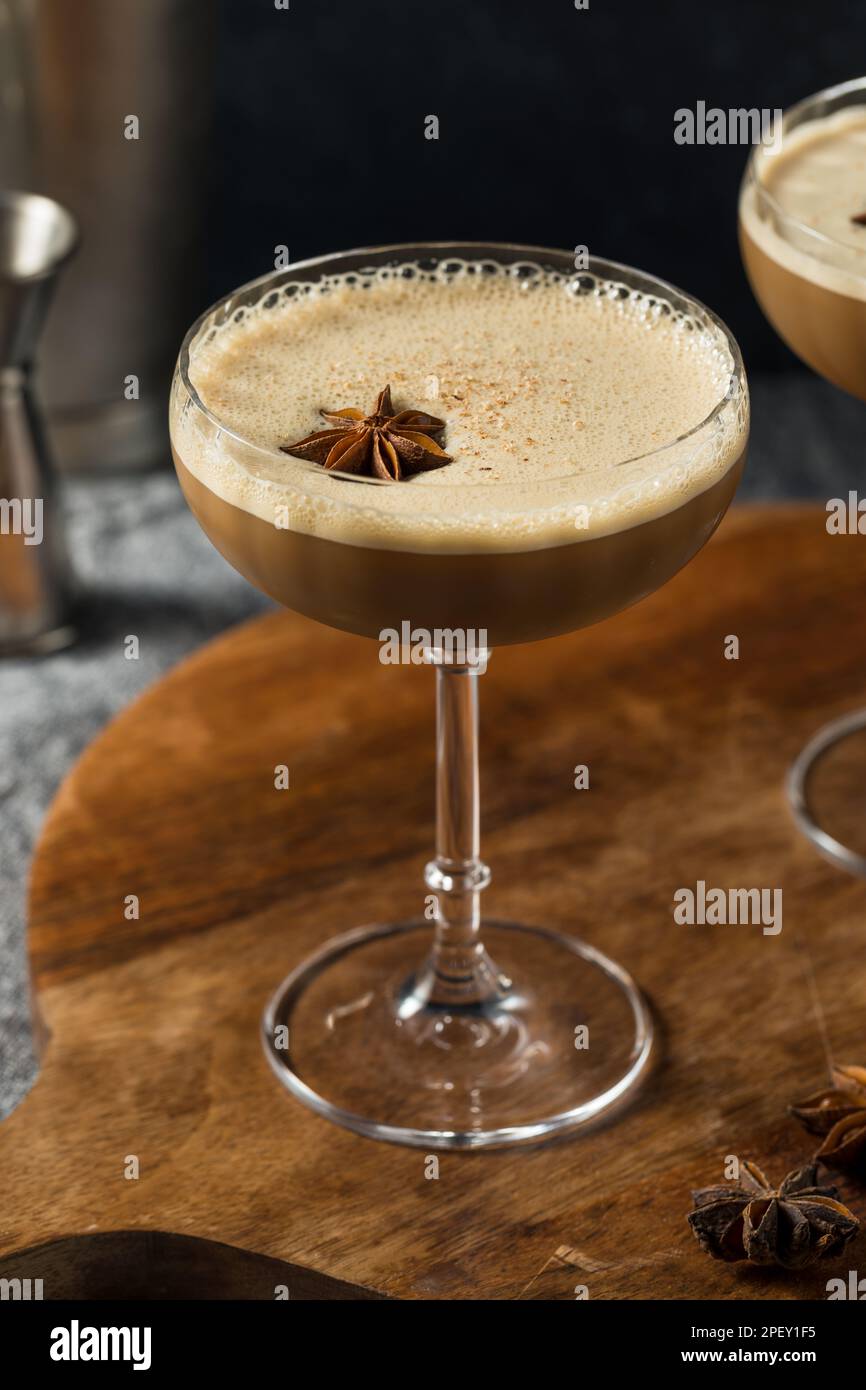 Boozy Vodka Dirty Chai Martini with MIlk and Simple Syrup Stock Photo ...