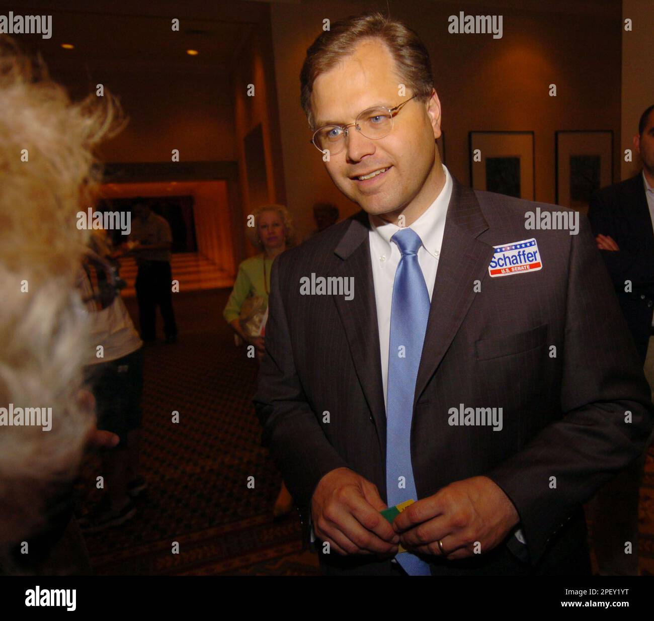 Bob Schaffer talks to supporters at the 3rd Congressional District ...