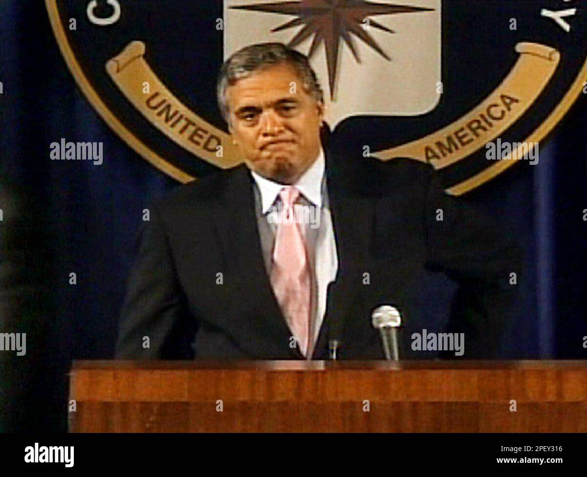 CIA Director George Tenet, in this image from video, announces Thursday ...