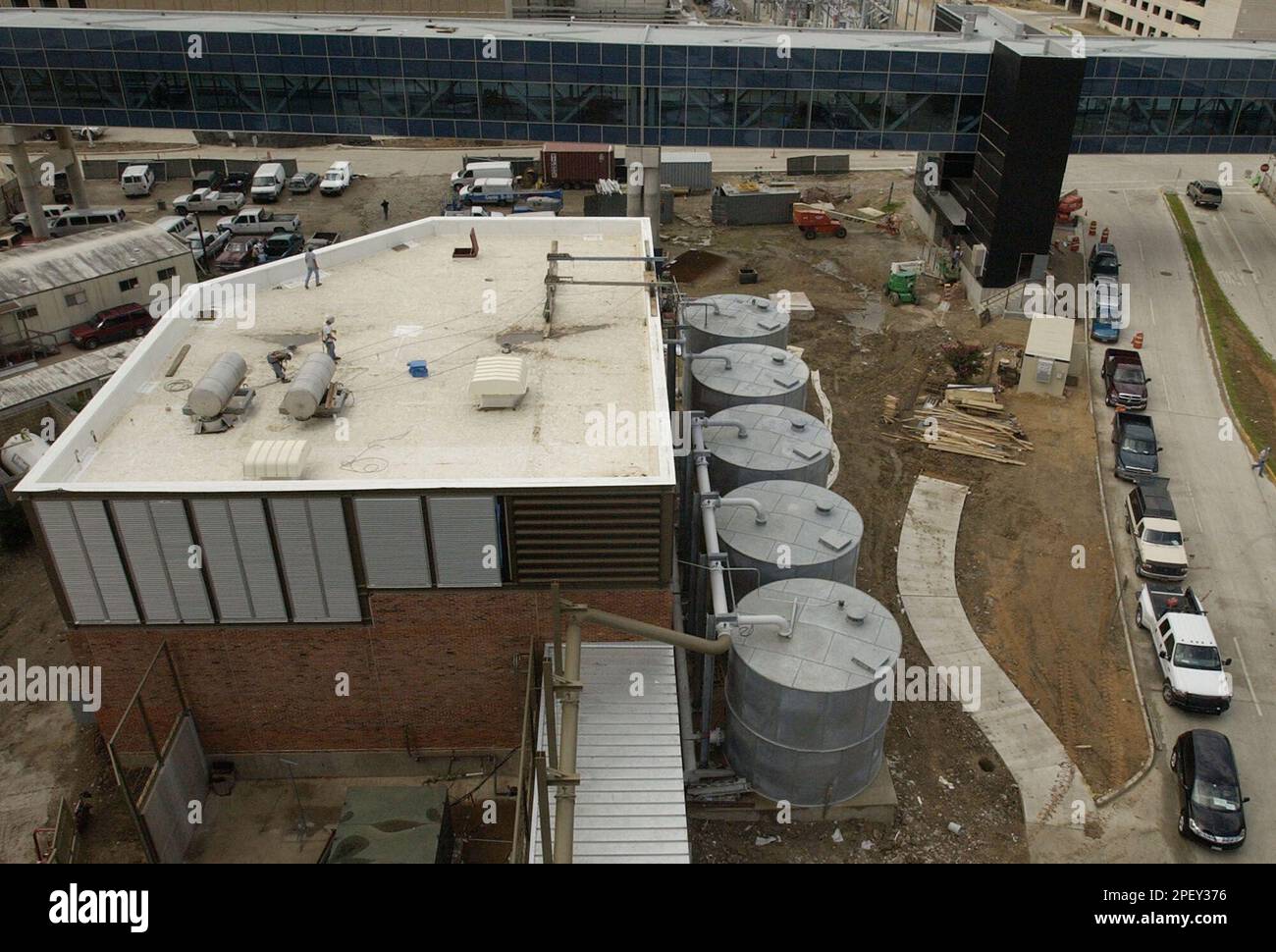 Water recovery tanks and troughs at the University of Texas Health ...