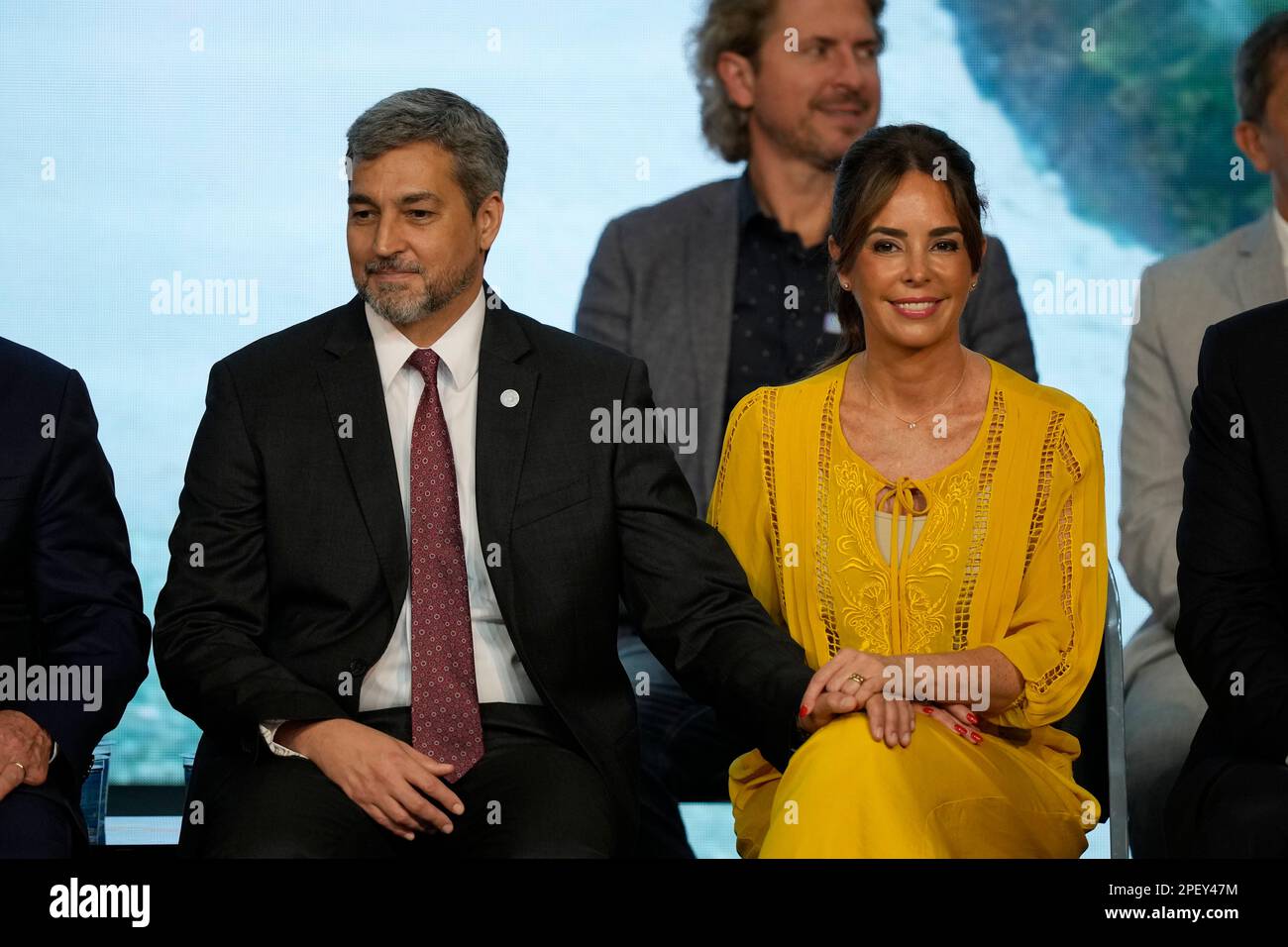 Paraguay's President Mario Abdo Benitez and wife Silvana López Moreira ...