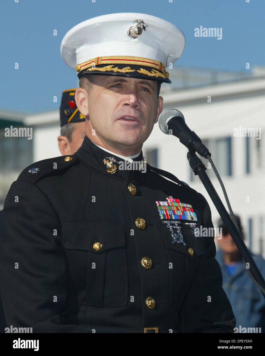 U.S. Marine Corps Lt. Col. Timothy Bailey, from Hampton, N.H., speaks ...