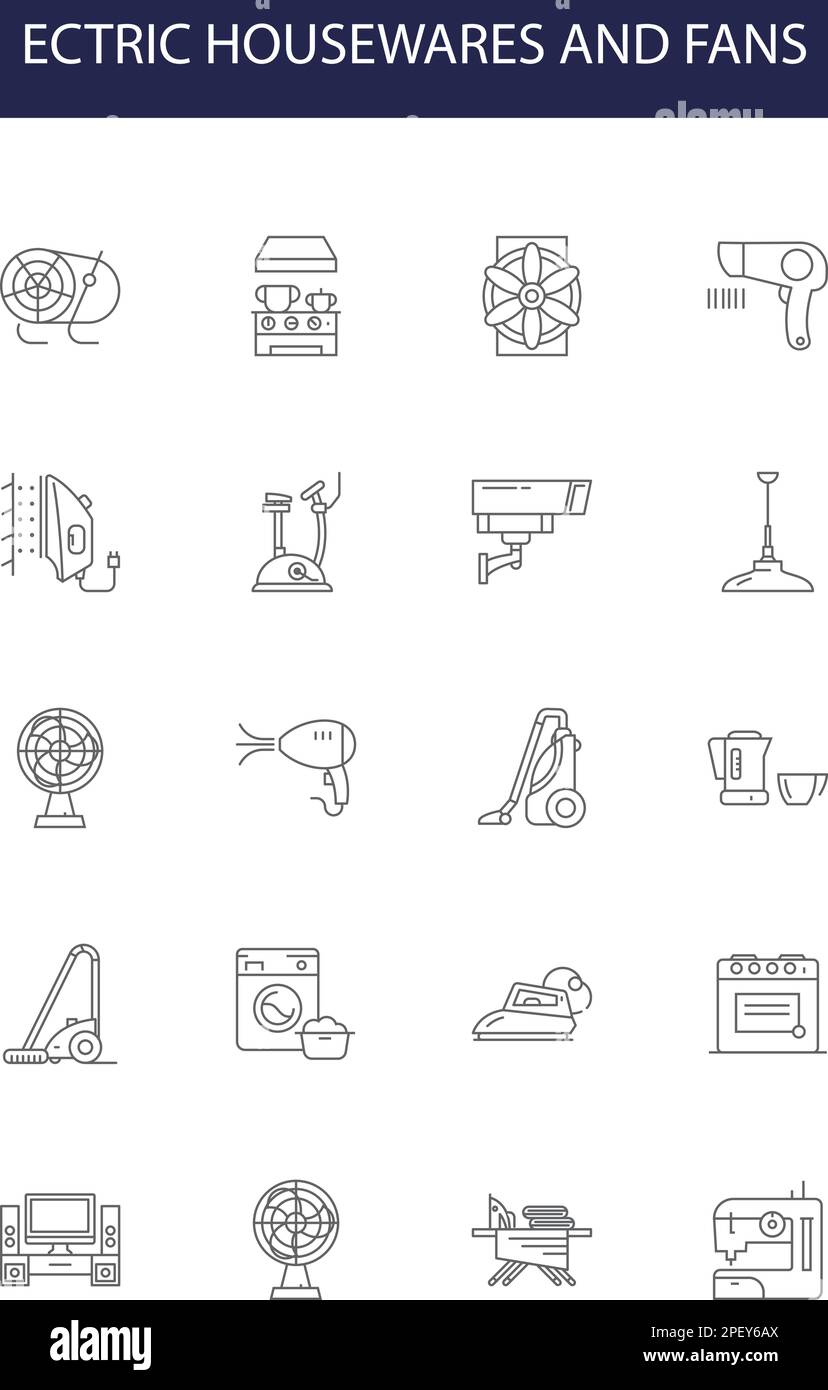 Ectric housewares and fans line vector icons and signs ...
