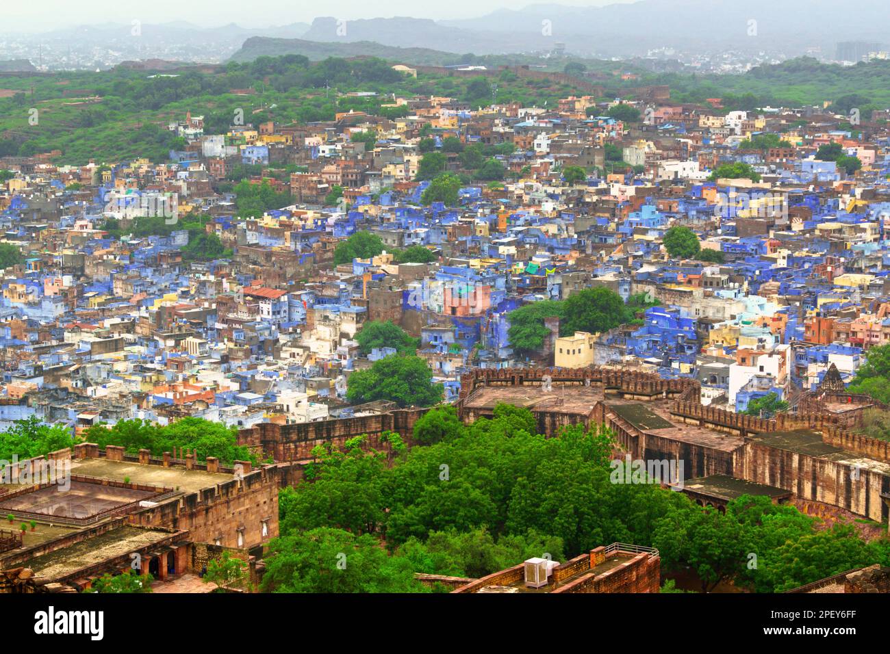 Jodhpur the blue town of Rajasthan in India view from Mehrangarh Fort ...