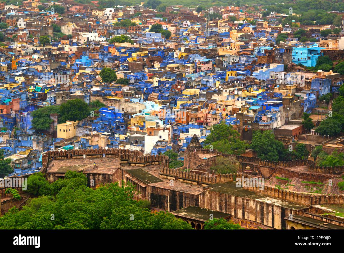 Jodhpur the blue town of Rajasthan in India view from Mehrangarh Fort ...