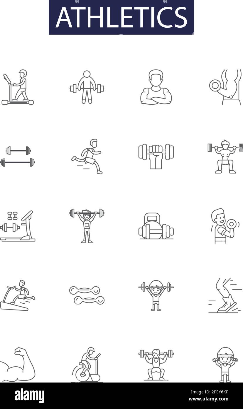 Athletics line vector icons and signs. Jumping, Sprinting, Throwing ...