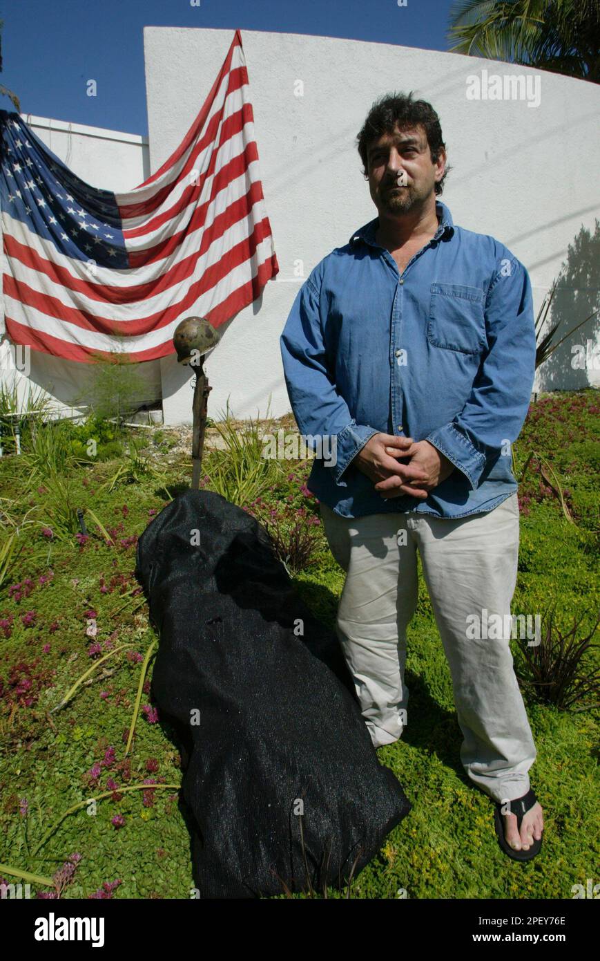 Los Angeles-based director and sculptor Matthew Meshekoff poses next to ...