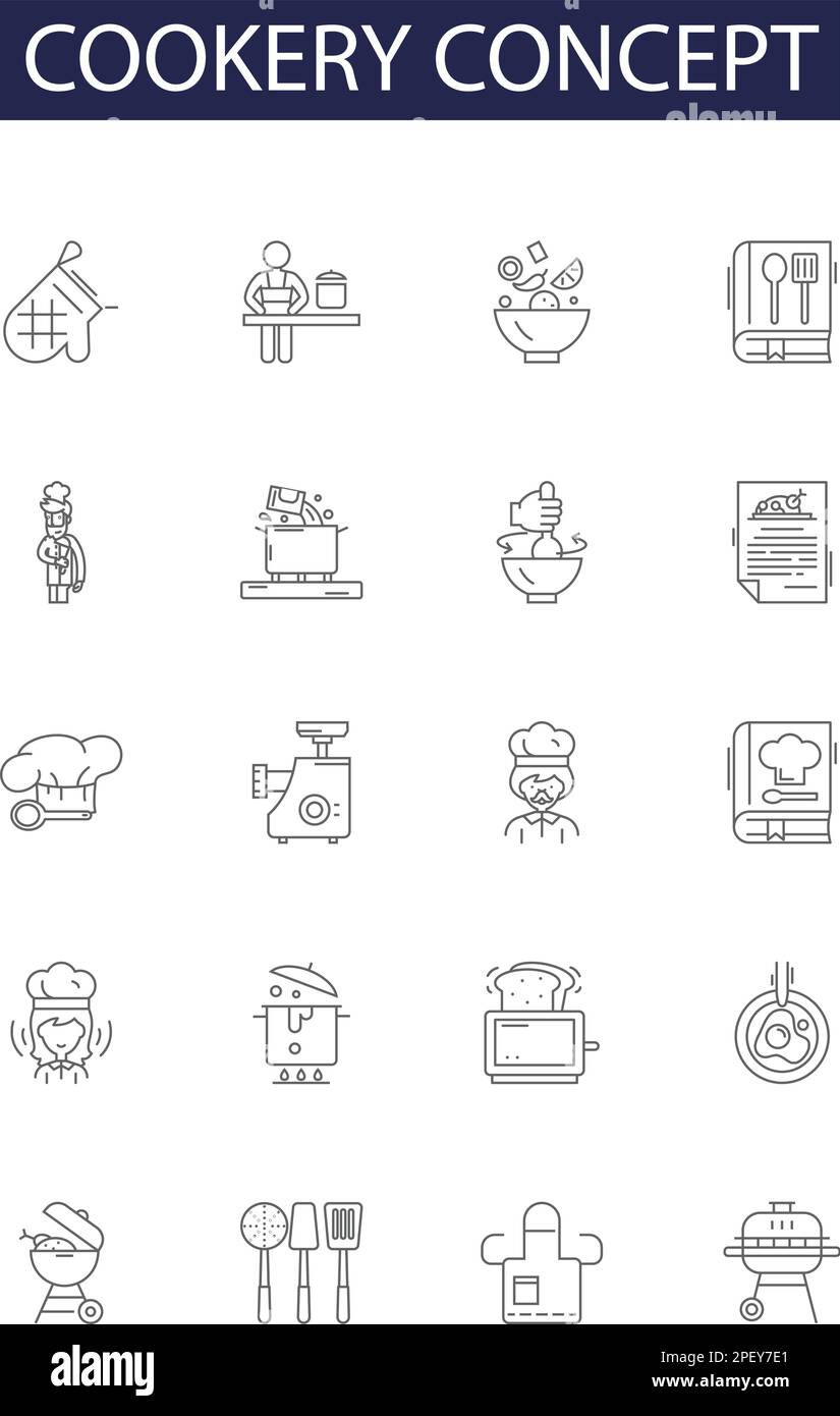 Cookery concept line vector icons and signs. Cuisine, Recipe, Baking ...