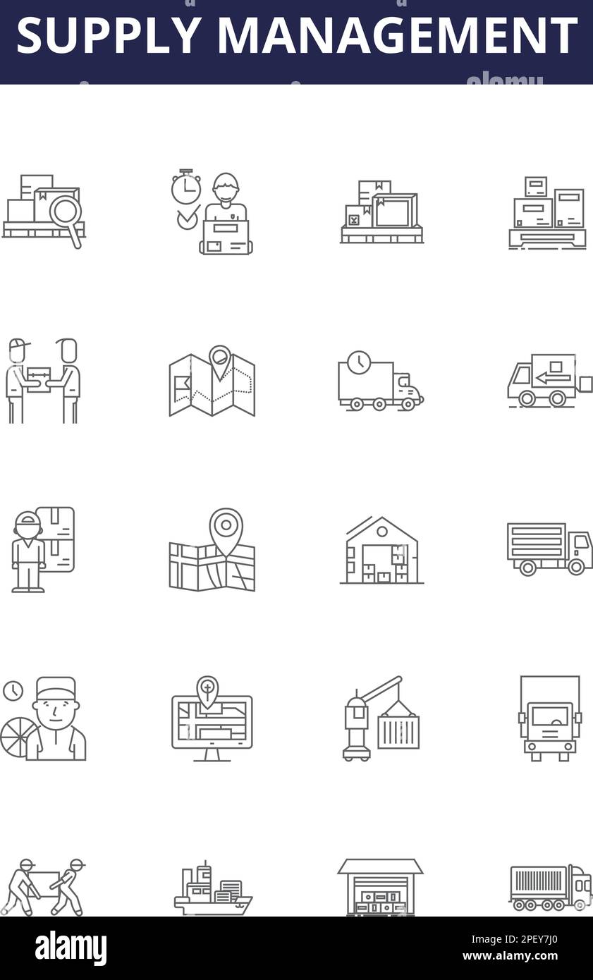 Supply management line vector icons and signs. Sourcing, Logistics ... Supply management line vector icons and signs. Sourcing, Logistics ...