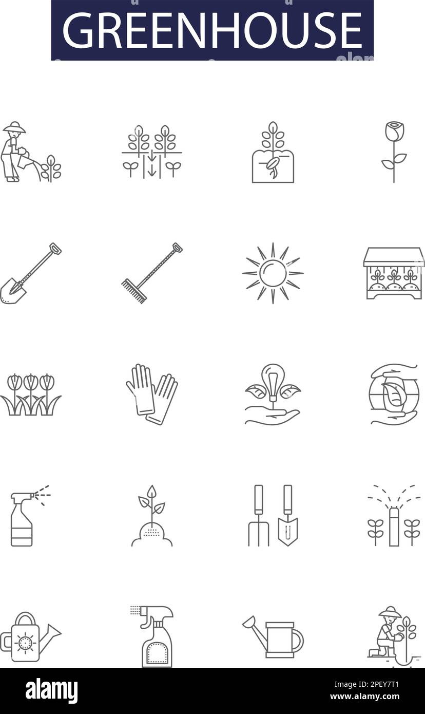 Greenhouse line vector icons and signs. Eco, Climate, Environment ...