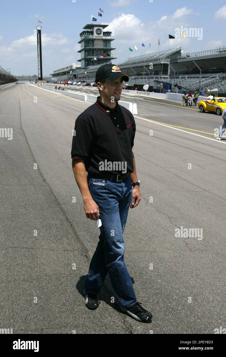 Race driver Tomas Scheckter of South Africa checks out the track ...