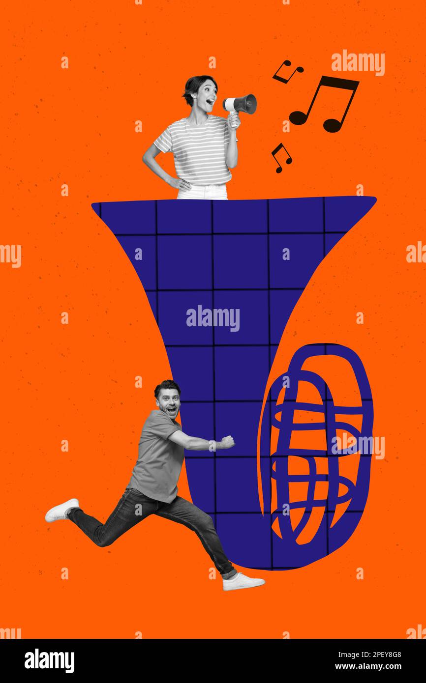 Creative abstract template graphics collage image funny funky couple ...