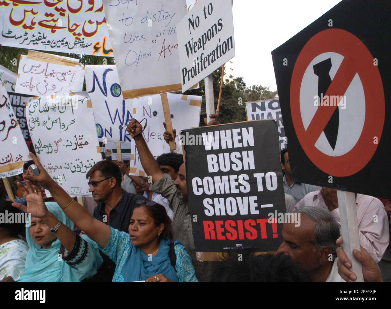Participants of anti-nuclear rally march in Karachi, Pakistan on Friday ...