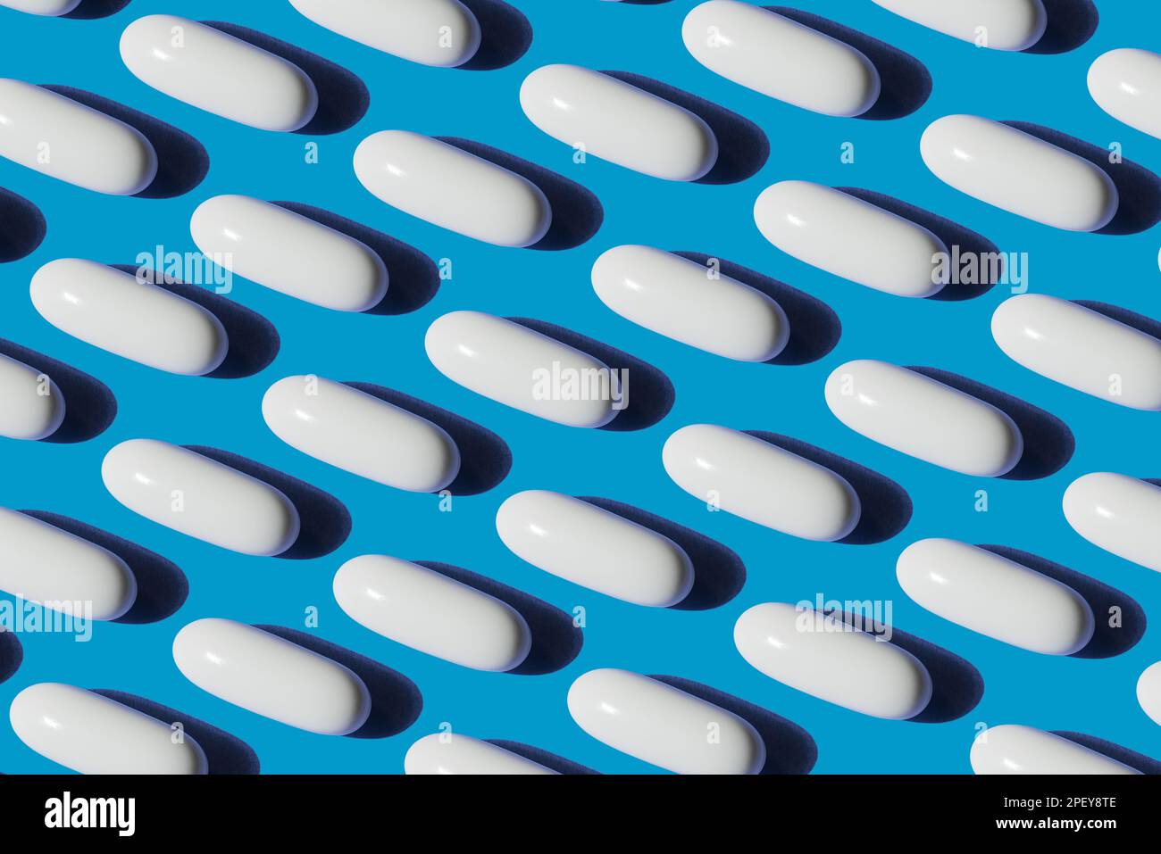 Pop Art Pattern Vitamin in White Pills Calcium Capsule Isolated On Blue ...