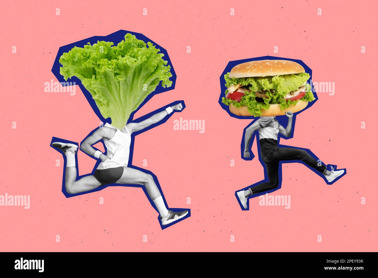 Photo collage artwork minimal picture of people food instead heads ...