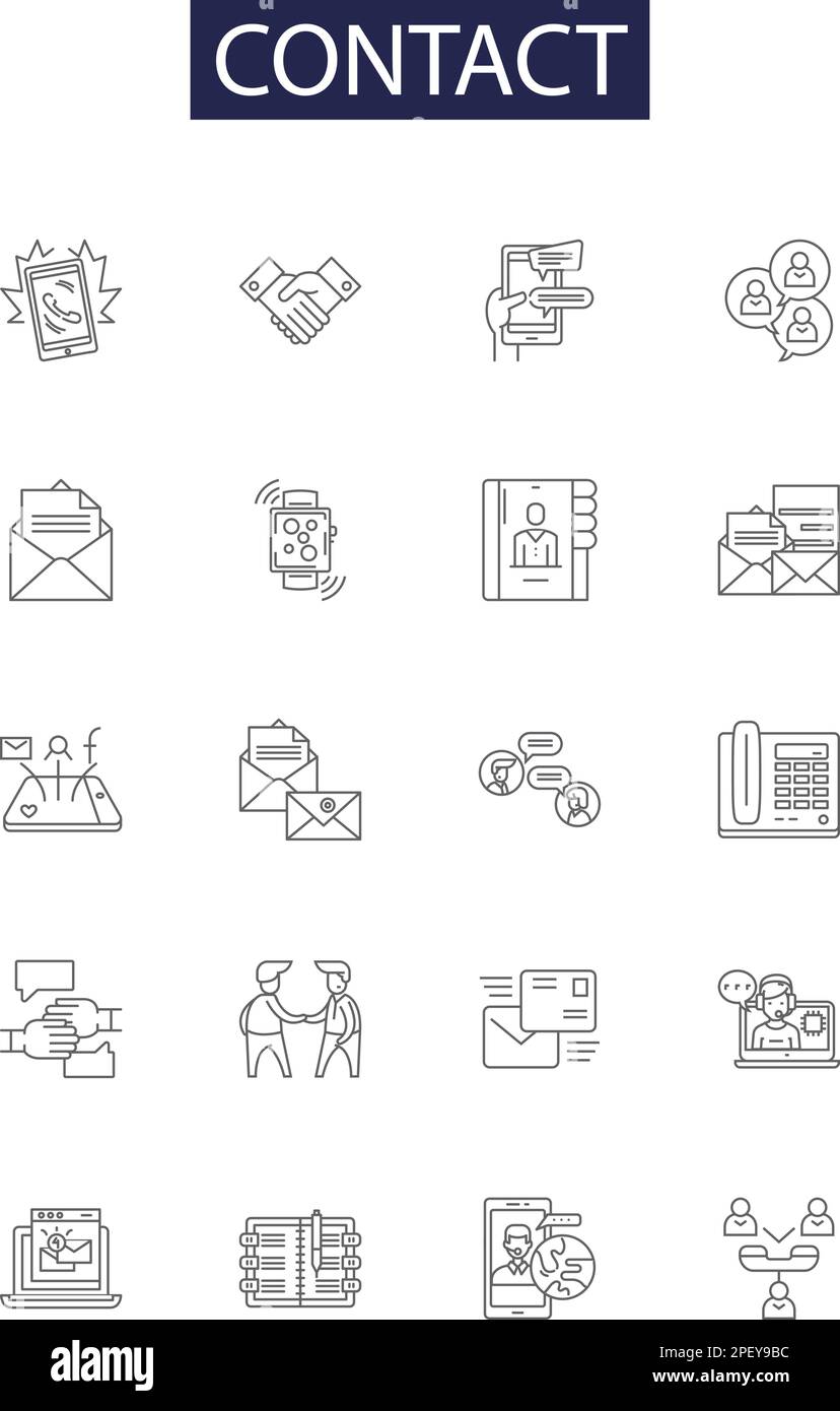 Contact line vector icons and signs. Touch, Reach, Converse, Relate ...