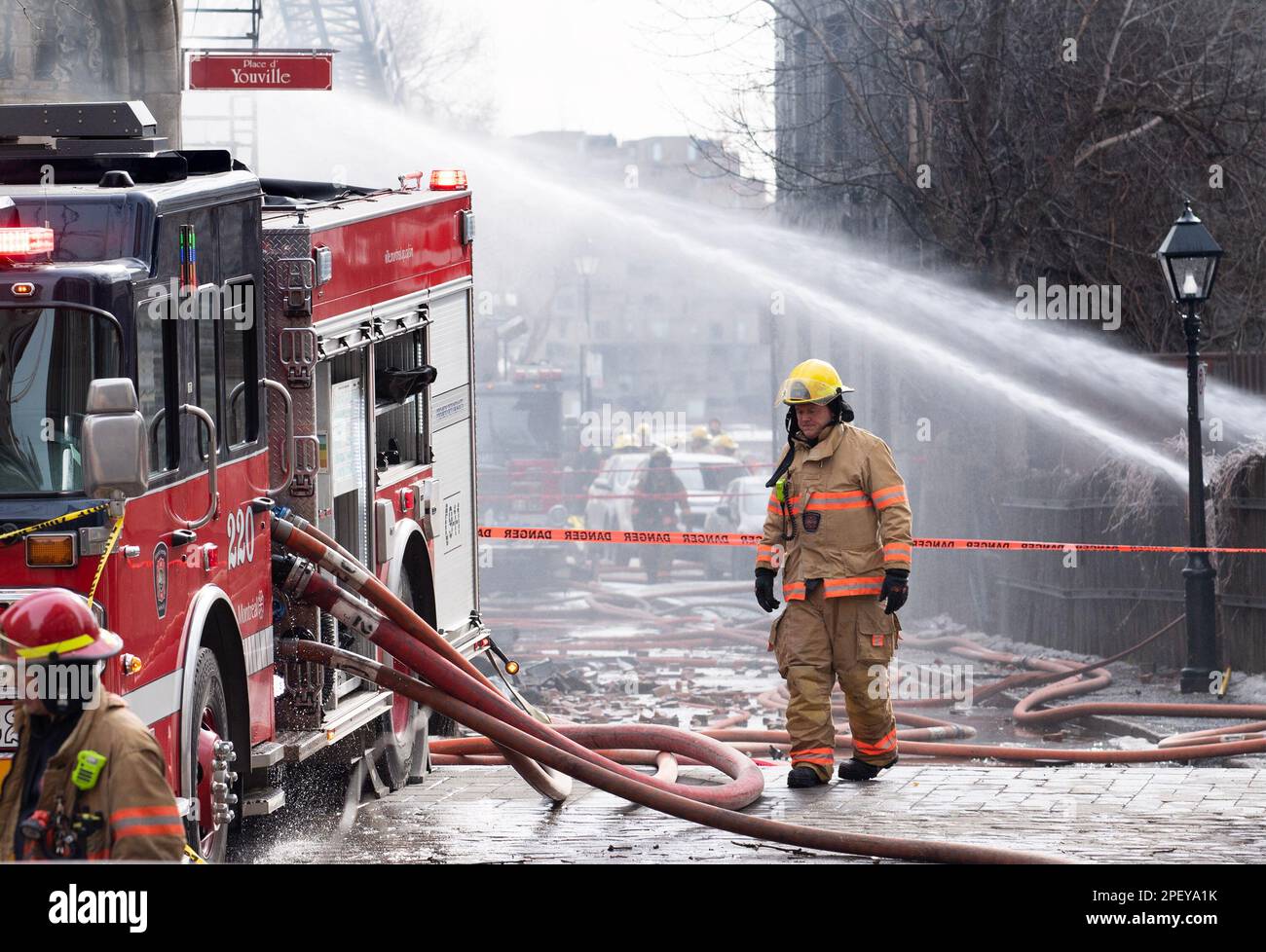 Montreal, Canada. 16th Mar, 2023. Firefighters are shown at the scene ...