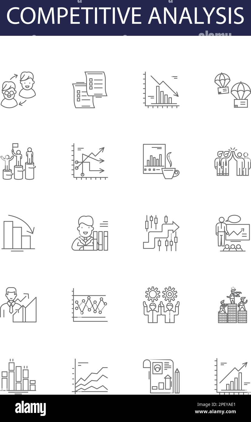 Competitive analysis line vector icons and signs. Competitor, Competitive, Strategies ...
